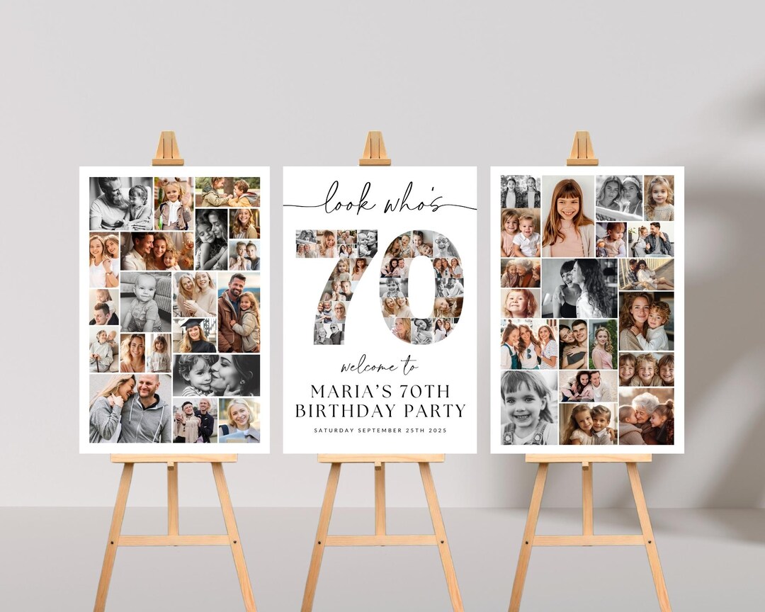 70th Birthday Photo Collage Poster Bundle TEMPLATE, Look Who's 70 ...