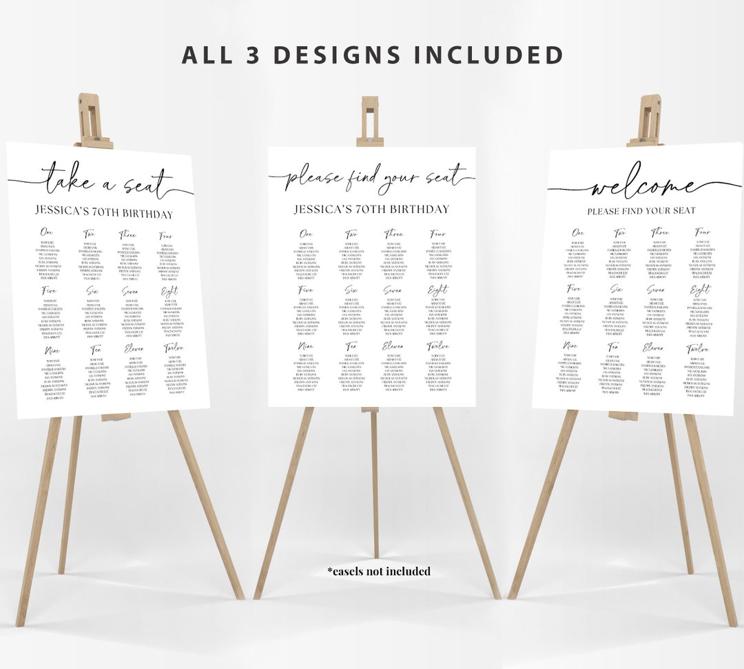 Seating Chart TEMPLATE, Seating Plan, Take a Seat, Find Your Seat ...