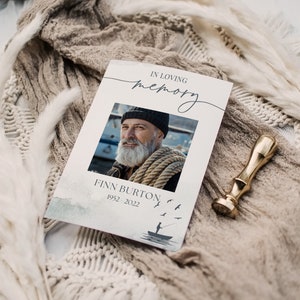 Fisherman Memorial Card Template for Men, Gone Fishing Poem Prayer Card ...