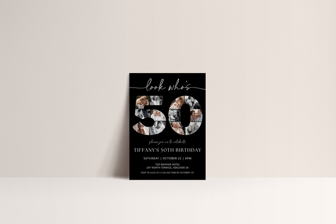 50th Birthday Invitation TEMPLATE With Photo Collage, Look Who's 50 ...