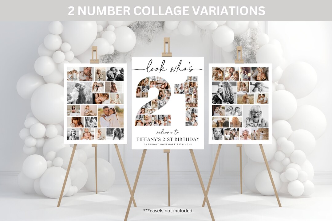21st Birthday Photo Collage Poster Bundle TEMPLATE, Look Who's 21 ...