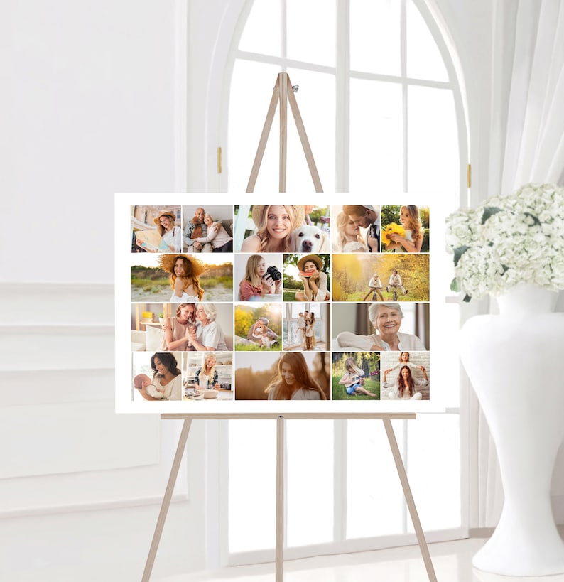 Horizontal Photo Collage Sign TEMPLATE Celebration of Life - Etsy