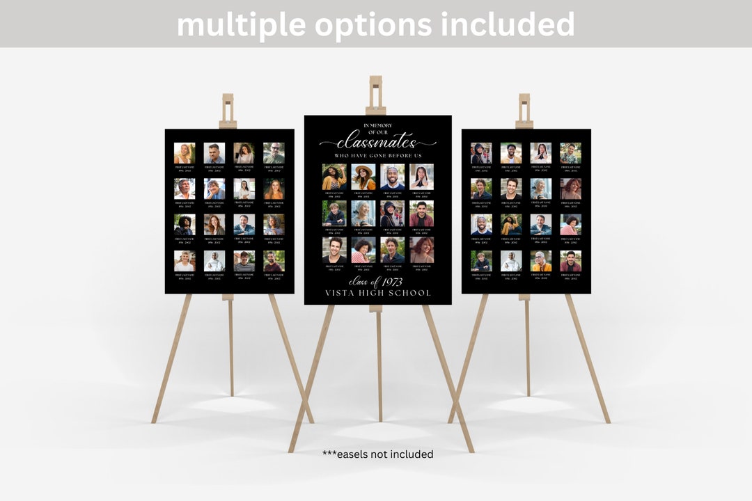 Class Reunion Memorial Poster Template Set to Honor Deceased Classmates ...