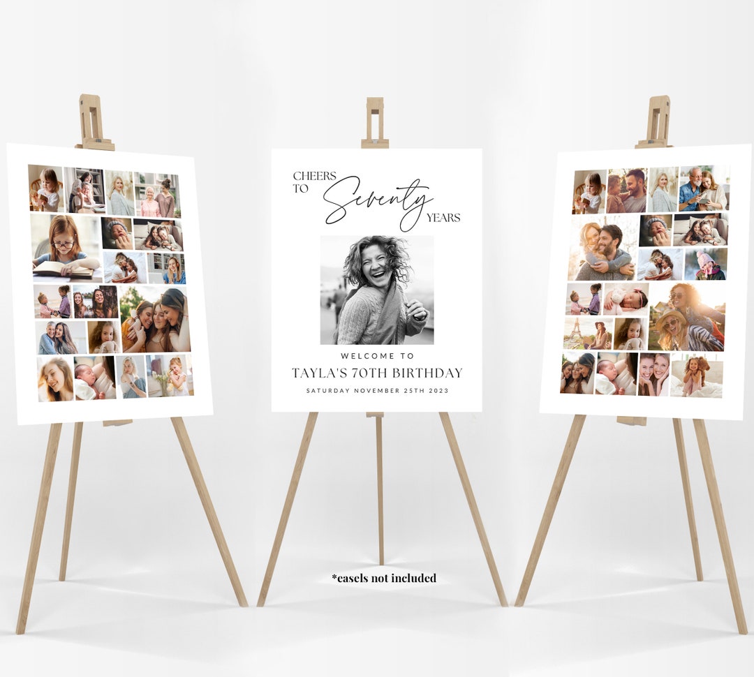 70th Birthday Collage Poster Bundle TEMPLATE, Cheers to Seventy Years ...