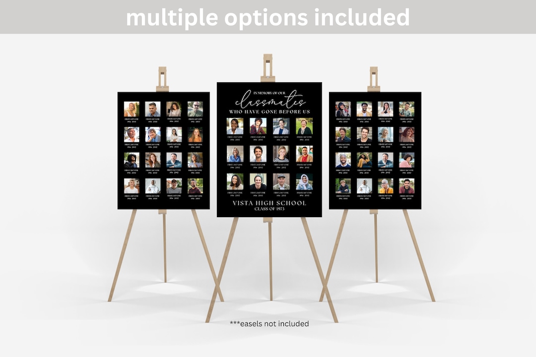 Class Reunion Memorial Poster Template Set to Honor Deceased Classmates ...