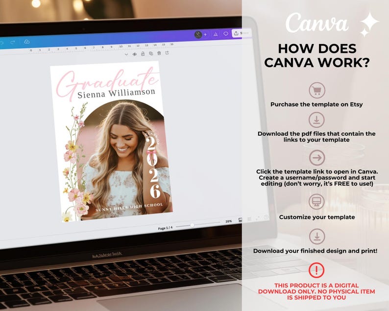 Floral Graduation Announcement, Spring Graduation Party Invitation ...