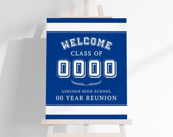 Class Reunion Sign 50th Class Reunion Poster Blue and Silver High ...