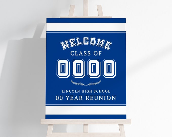 Printable Party Decorations Blue 30 Years Later Class Reunion Sign ...