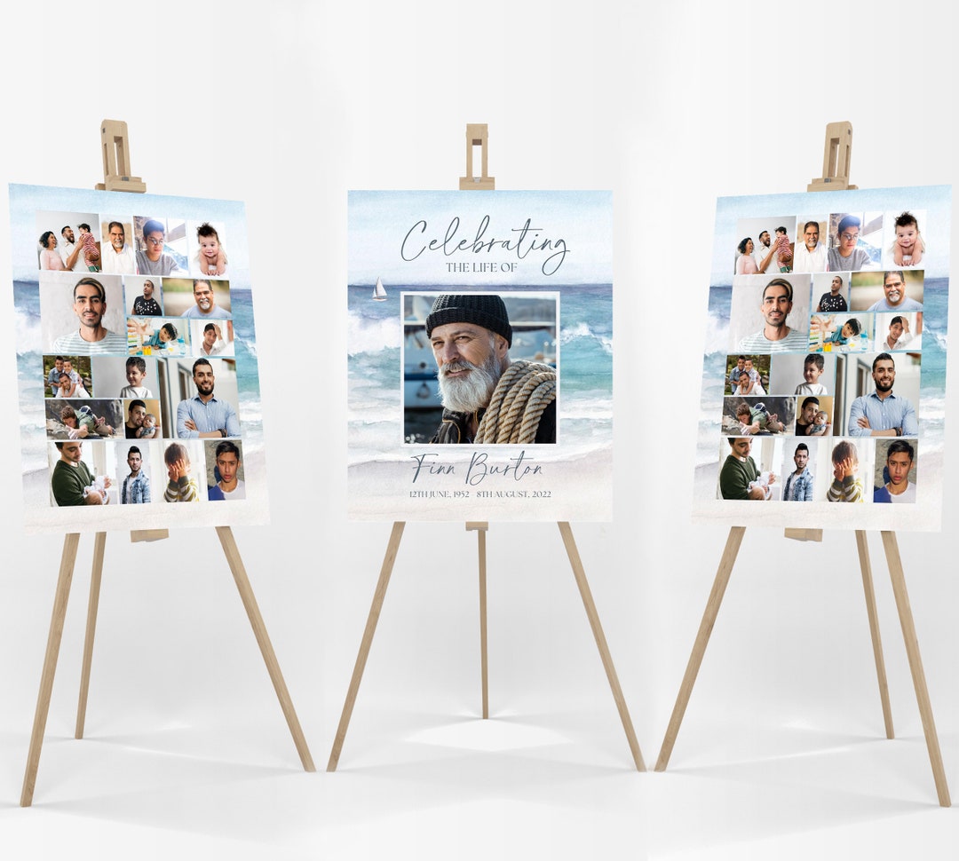 Beach Ocean Memorial Poster Template Bundle, Fisherman Celebration of ...