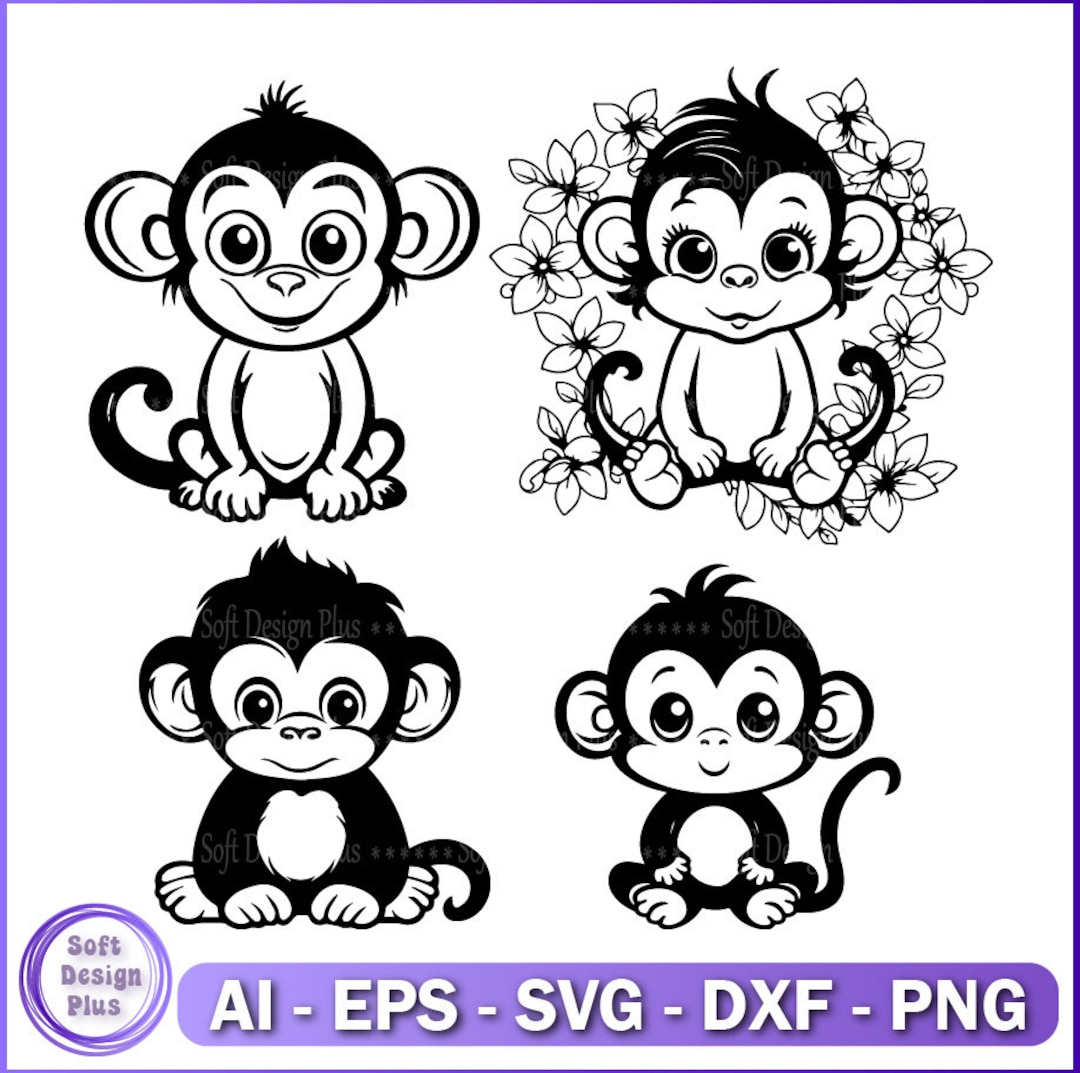 Baby Monkey Svg, Monkey Svg, Monkey Clipart, INSTANT Download, Jungle ...