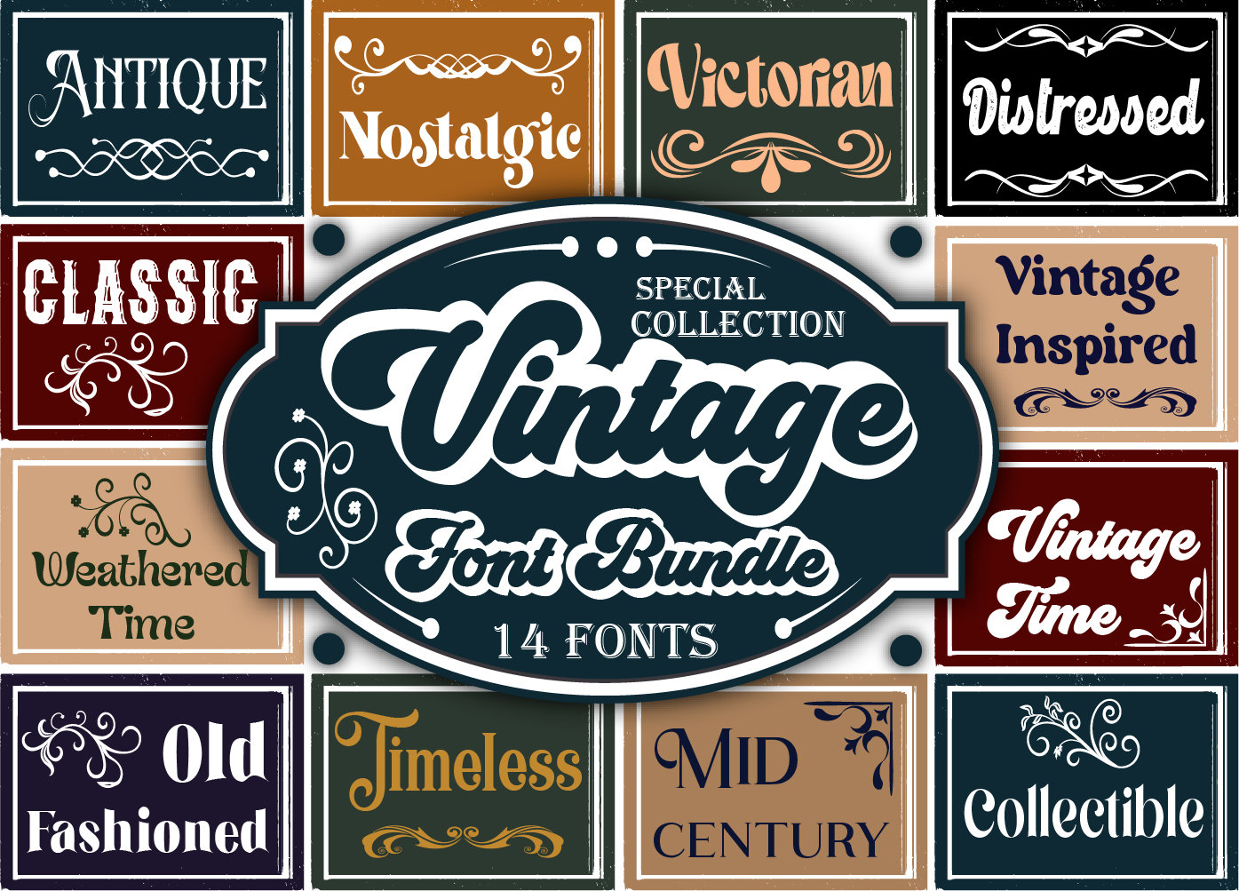 Vintage Retro Font Bundle, Procreate Fonts, Canva Fonts, Cricut ...