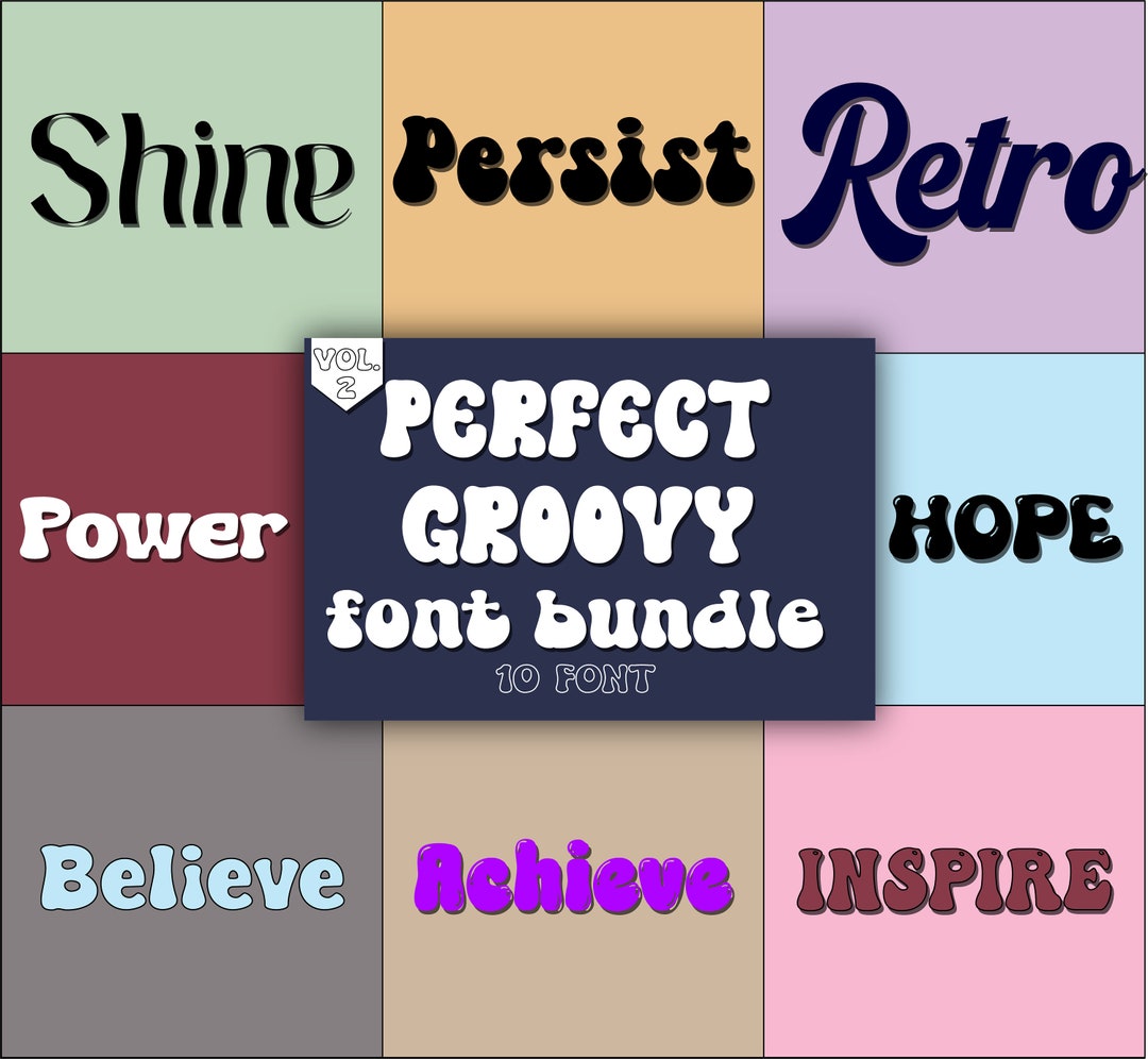 Groovy Font Bundle, Retro Alphabet Svg, Vintage Font, Groovy Alphabet ...