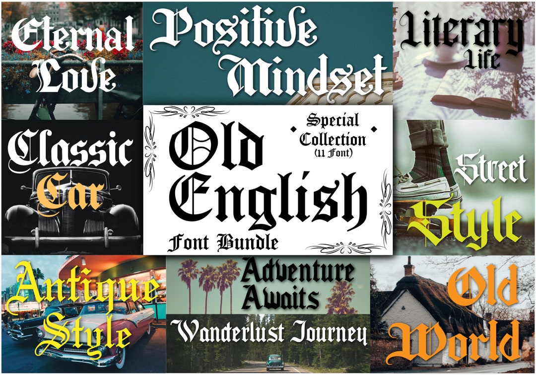 Old English Font Ttf, Otf, Bundle, Cricut, Silhouette, Vintage Font ...