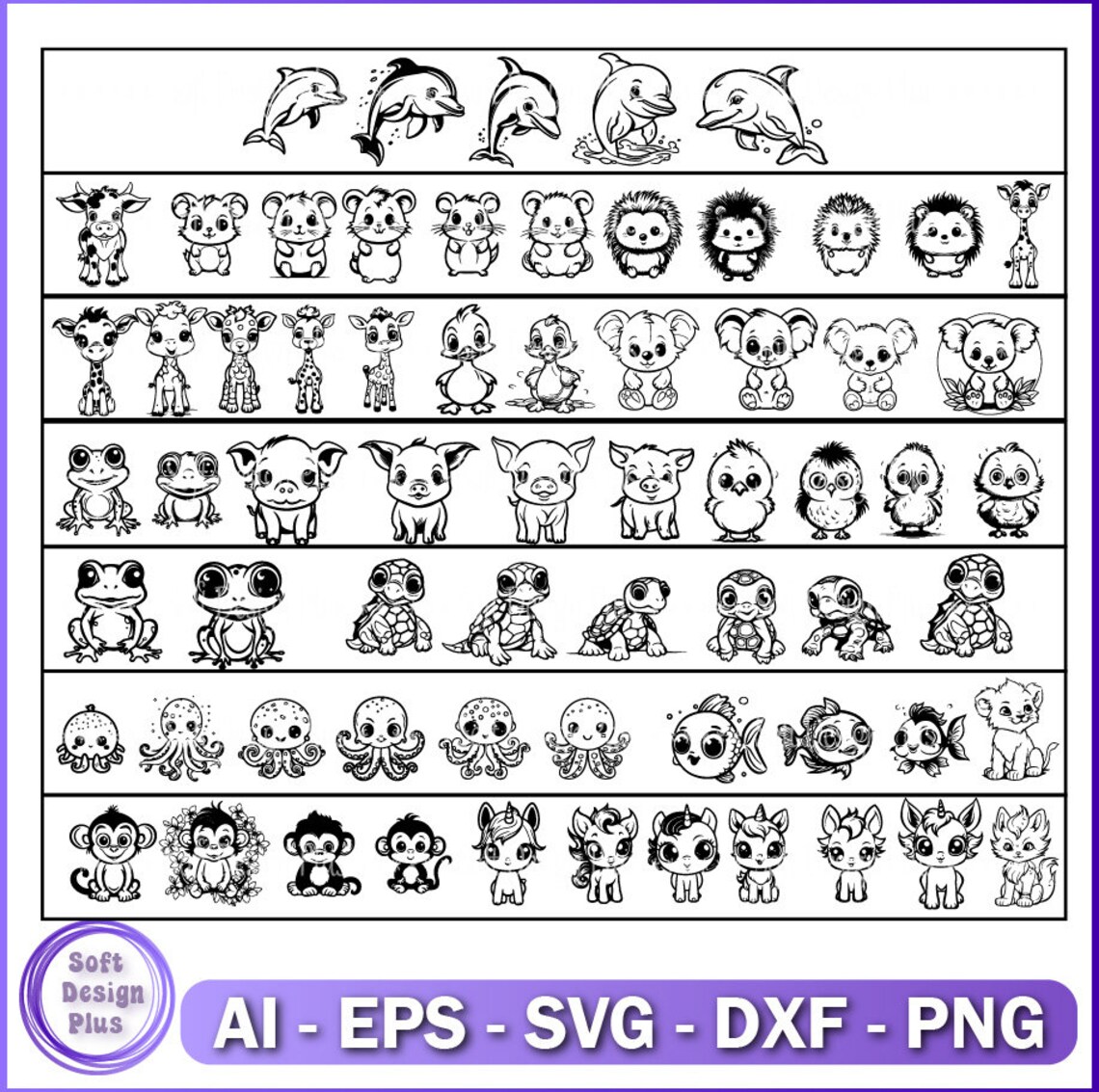 Animal Svg Bundle, Animal Doodle Svg Bundle, Animal Svg, Cute Animal ...