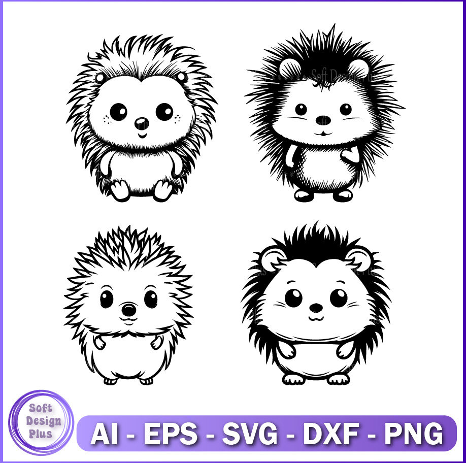 Hedgehog Bundle Svg, Hedgehog Svg, Hedgehog Clipart, Animals Silhouette ...