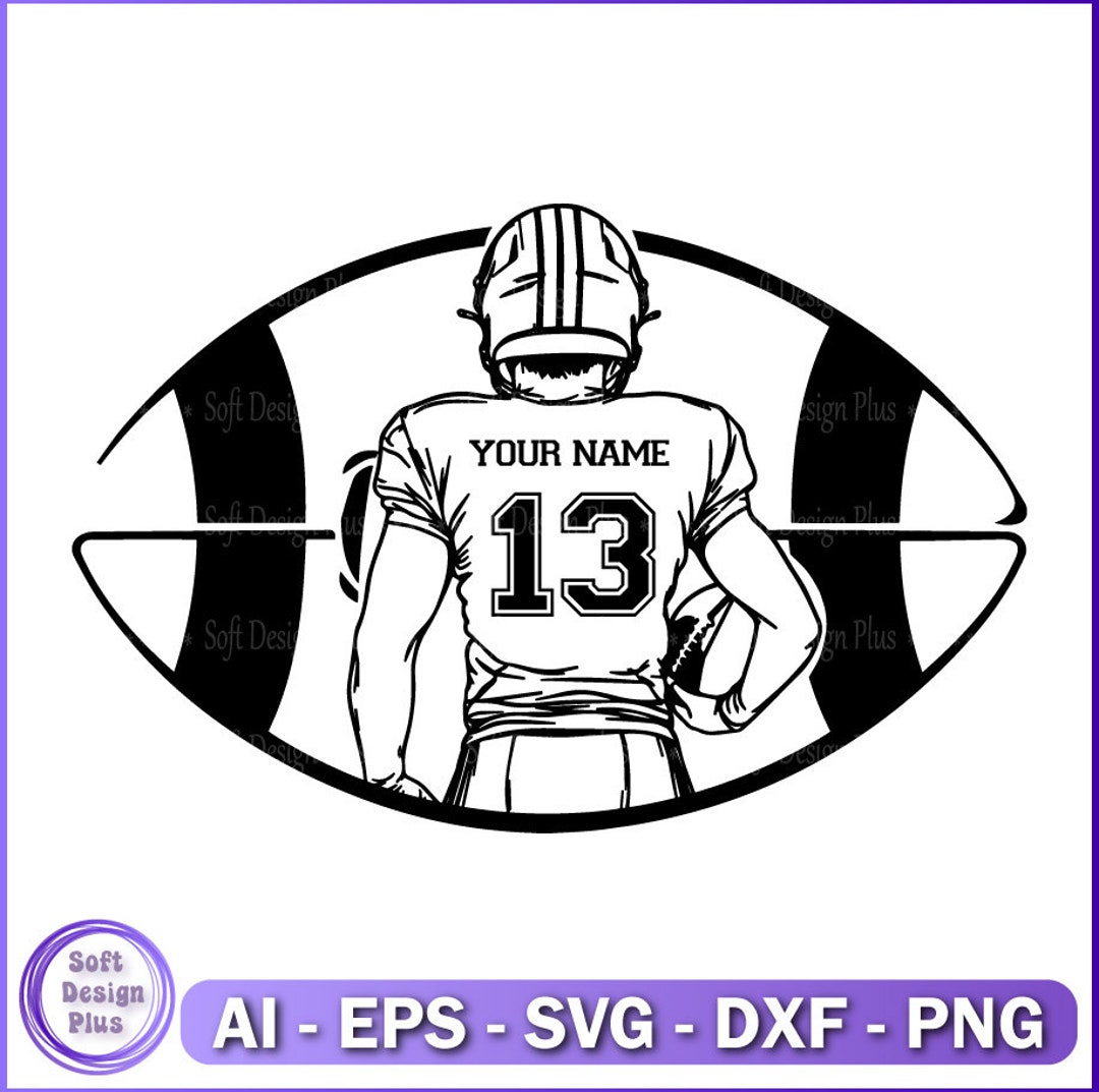 Personalized Football Player SVG: Name & Number, Team Design (digital ...