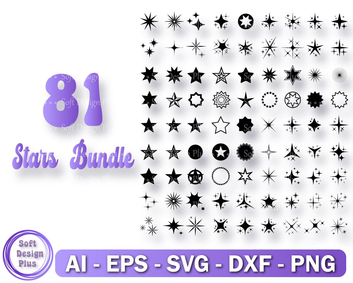 Star Svg Bundle, Sparkle Svg, Sparkle Png, Cut Files for Cricut,clip ...
