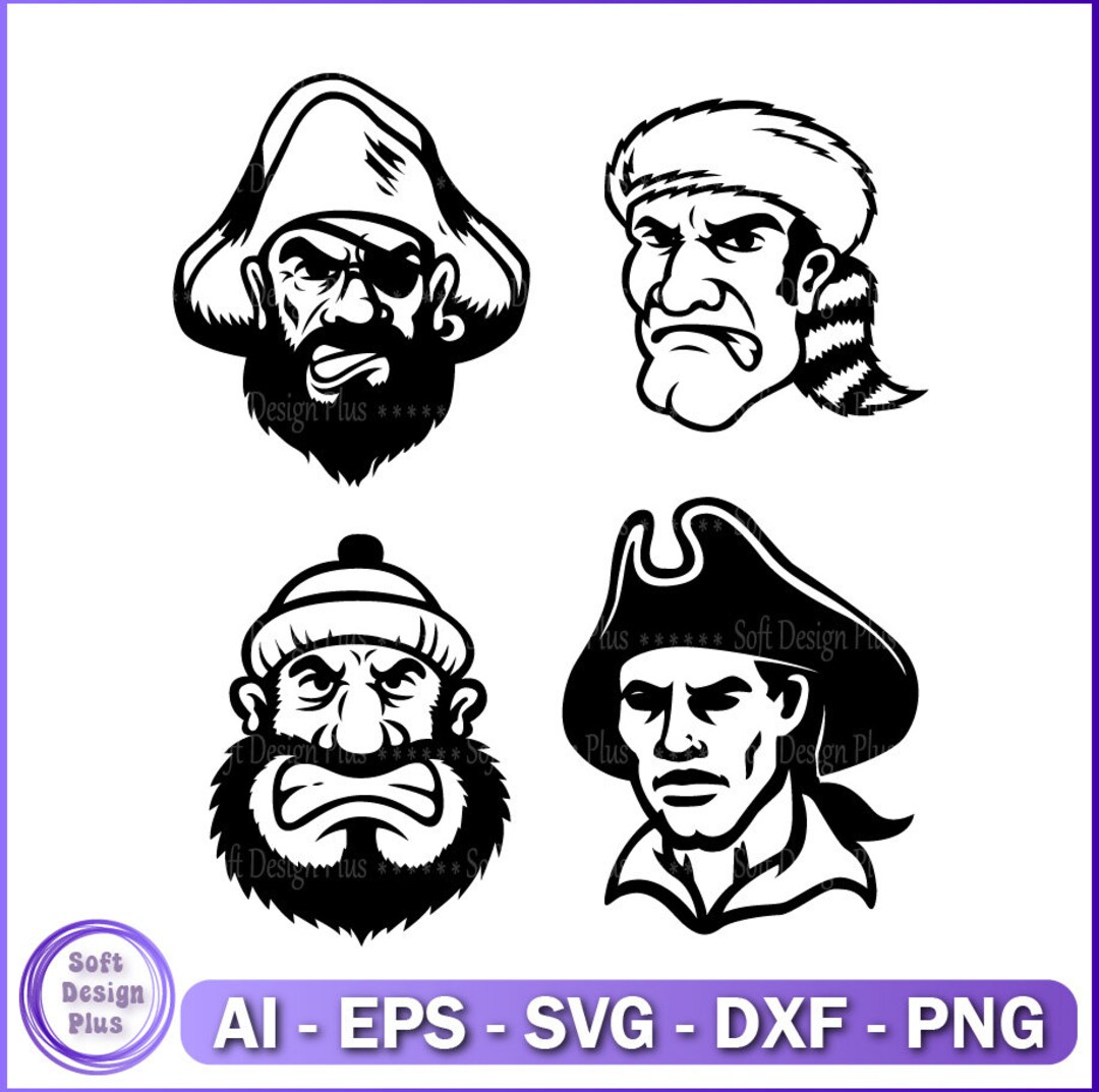 Pirate SVG Bundle, Pirate Silhouette SVG, Pirate Head Png, Pirate Face ...