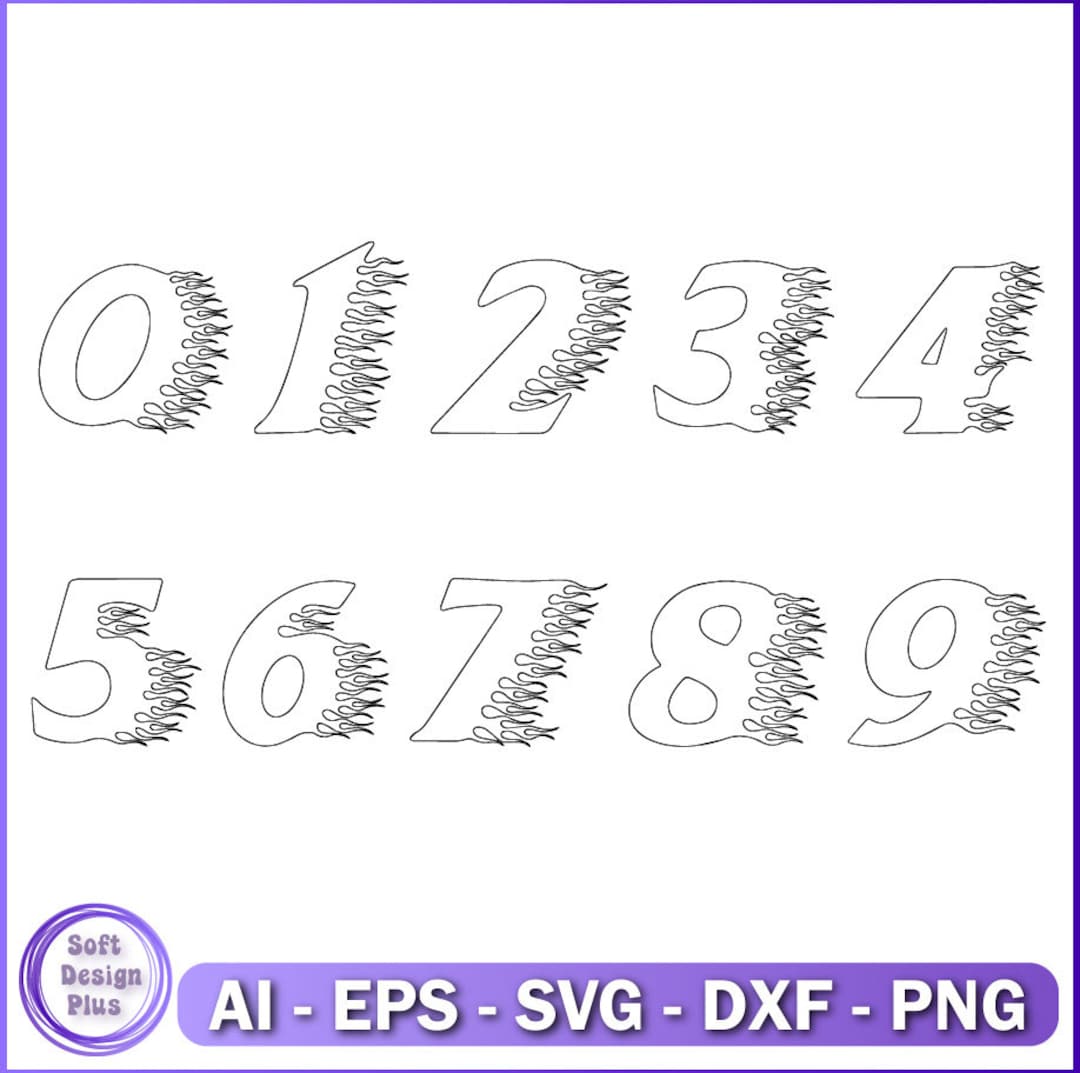 Flame Numbers SVG: Burning Fire Font (digital Files) - Etsy Australia