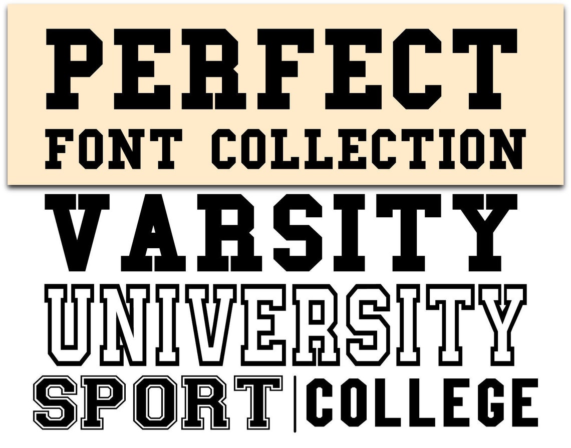 Varsity Font Bundle, University Fonts, Sport Fonts, Football Fonts, for ...