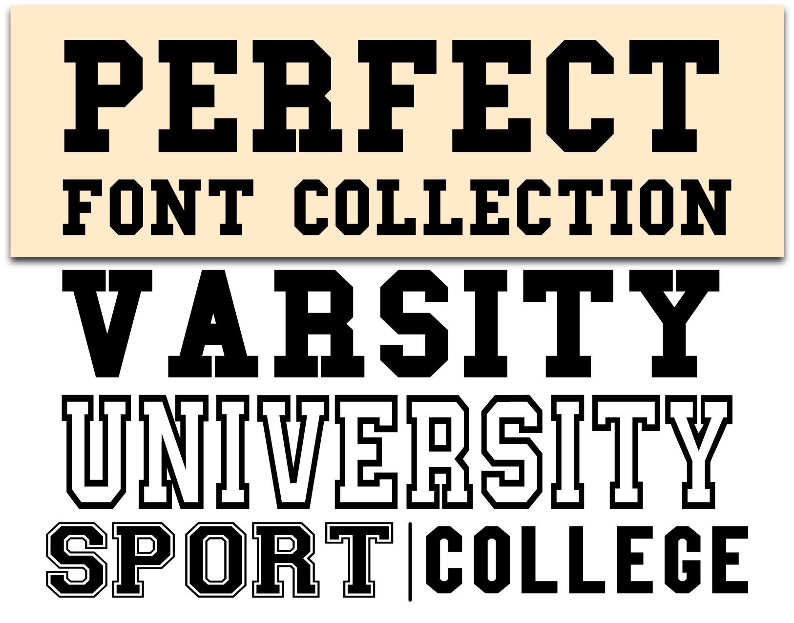 Varsity Font Bundle, University Fonts, Sport Fonts, Football Fonts, for ...