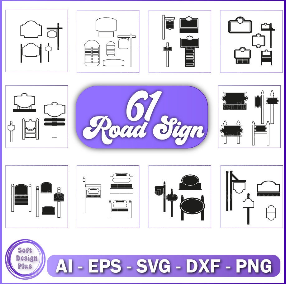 Road Sign Svg Bundle, Street Name Sign SVG, Street Sign Clipart, Cut ...
