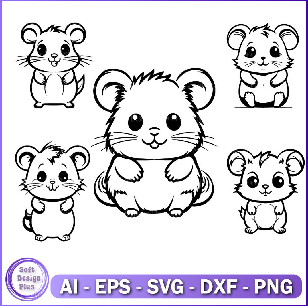 Hamster Svg Bundle, Cut Files for Cricut, Hamsters Silhouette, Instant ...