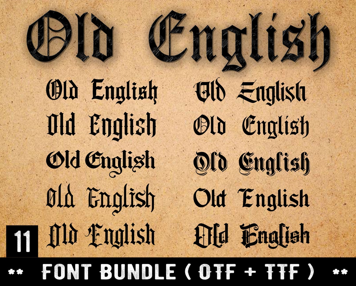 Old English Font Ttf, Otf, Bundle, Cricut, Silhouette, Vintage Font ...