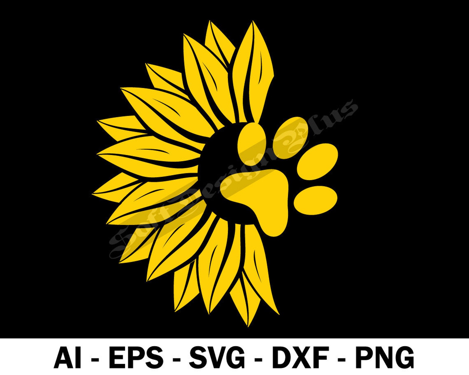 Sunflower Paw Svg Sunflower Svg Paw Print Svg Svg Cut File - Etsy