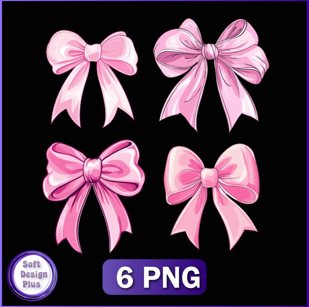 Coquette Pink Bows Clipart: Romantic Ribbon PNG Bundle - Etsy