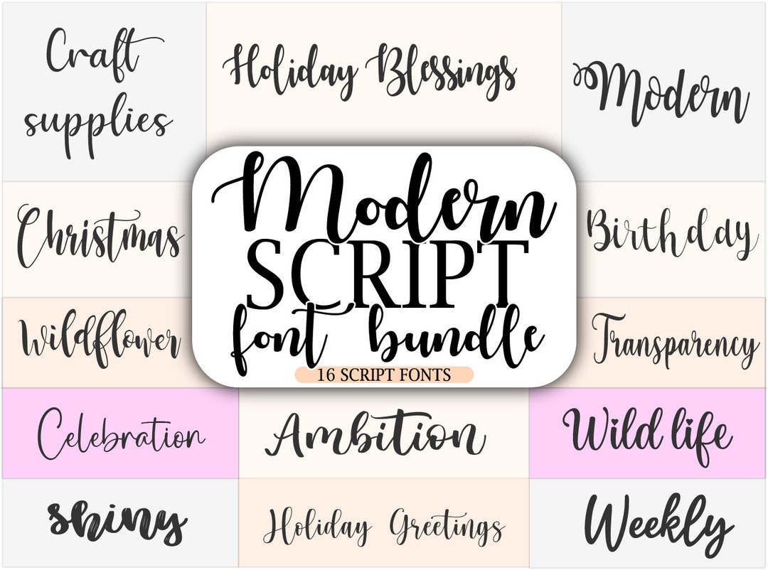 Modern Script Font Bundle/ Calligraphy Fonts/ Wedding Fonts ...