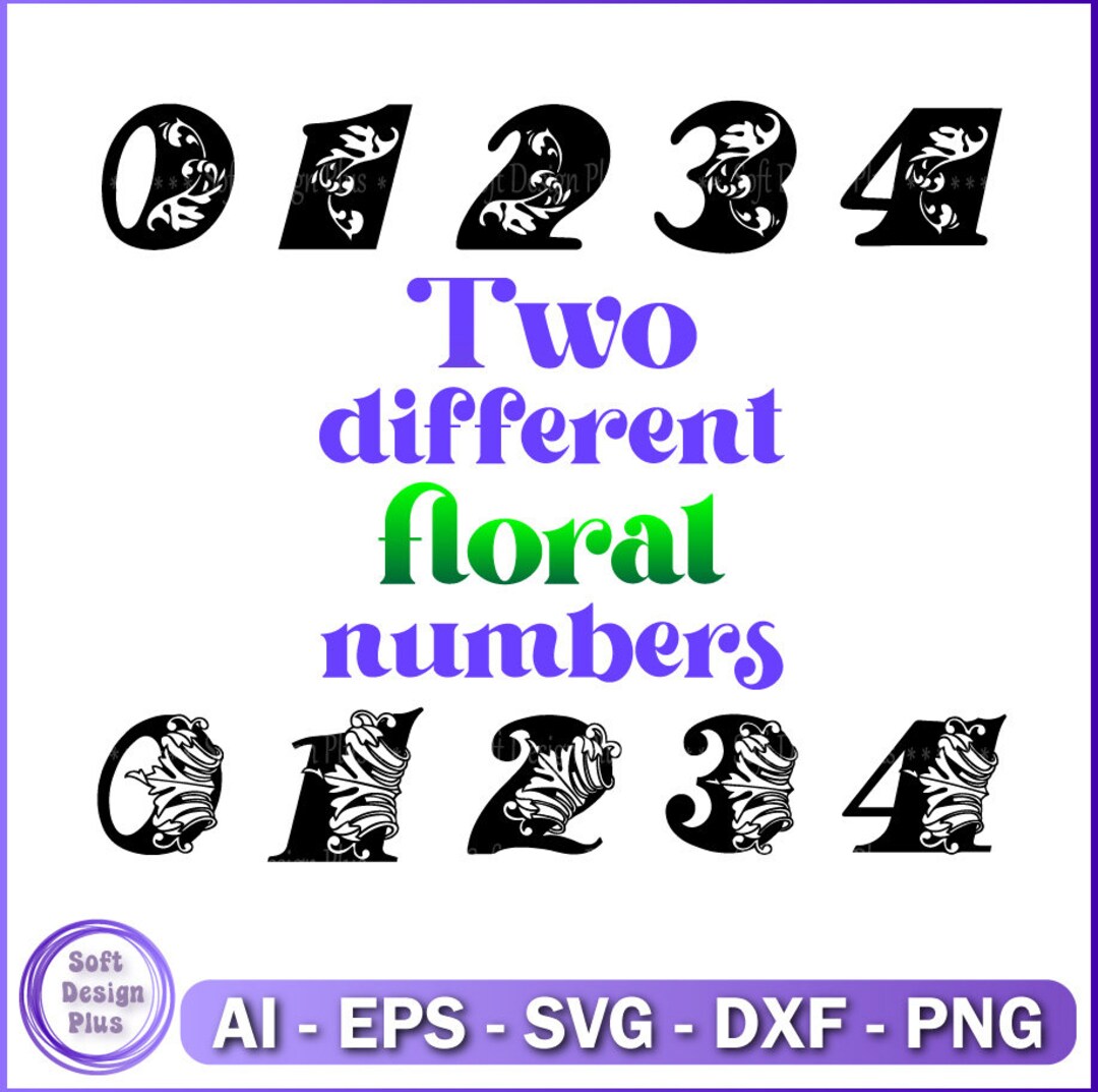 Floral Numbers Svg Bundle, Numbers Svg File, Numbers Cut File, Alphabet ...