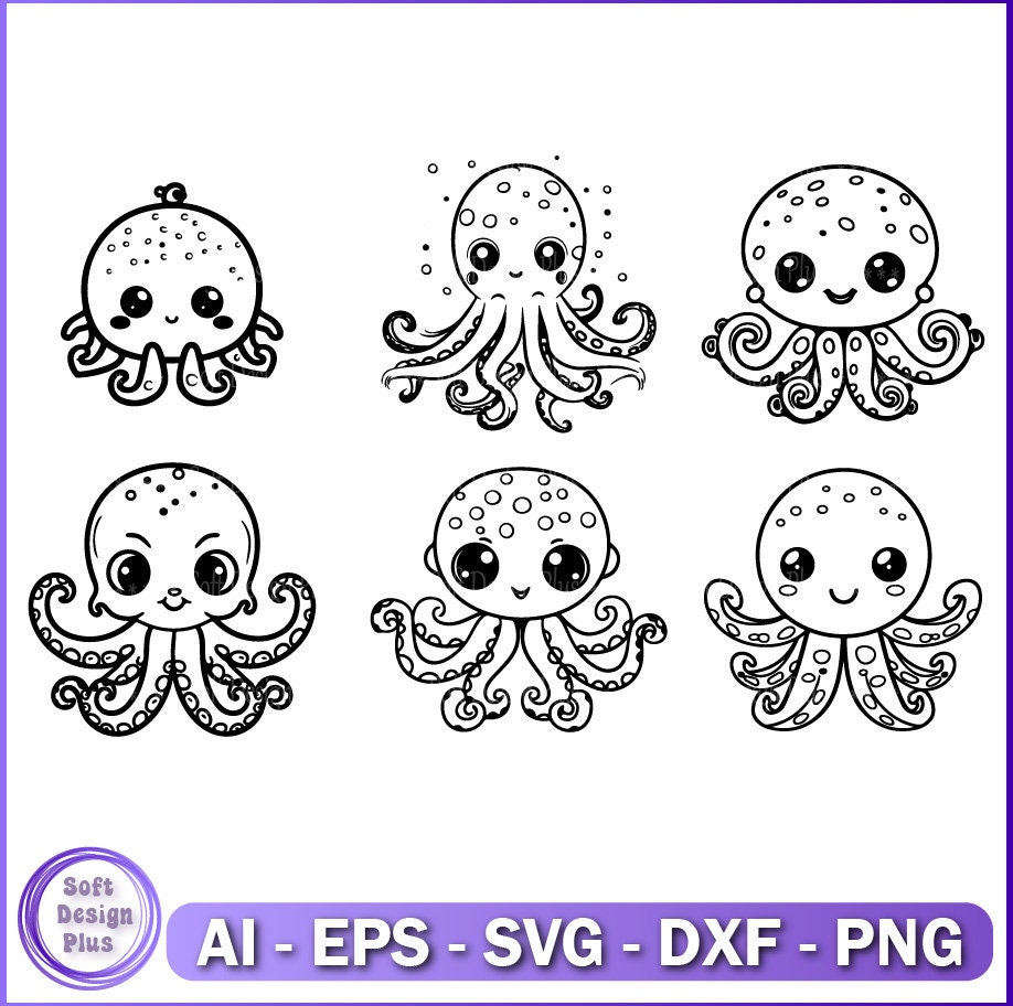 Octopus SVG Bundle, Cute Octopus SVG, Baby Octopus Clipart, Cut Files ...