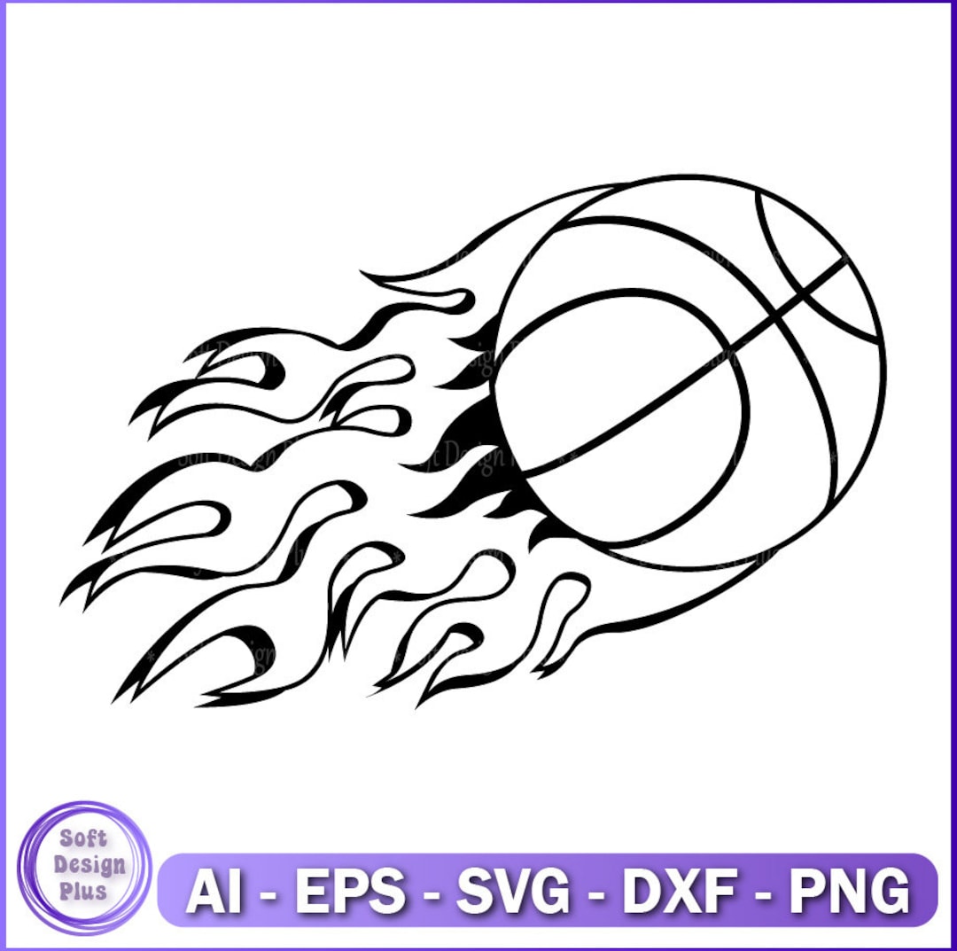 Flaming Basketball Svg, Basketball Fire Svg, Basketball Flames Svg ...