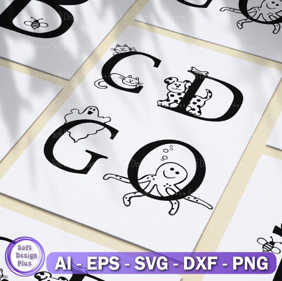 Funny Animal Alphabet SVG Font: Preschool Letter Activities (digital ...