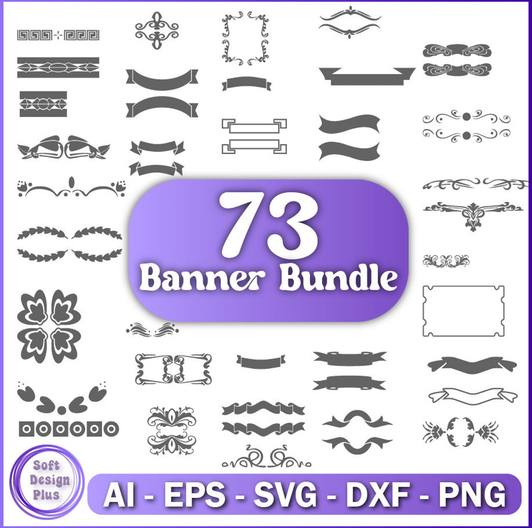 Banner Svg, Ribbon Svg Bundle, Decorative Elements SVG, Ornaments Svg ...