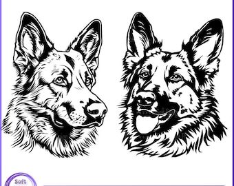 German Shepherd SVG, Police Dog PNG, Happy Dog DXF, German Shepherd ...