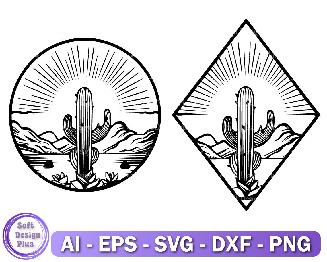 Cactus Svg, Png, Cut File, Dxf, Cricut Cuttable File, Desert Scene Svg ...