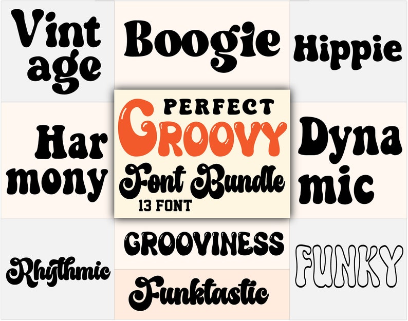 Groovy Font Bundle: Retro Alphabet (TTF, OTF) - Etsy