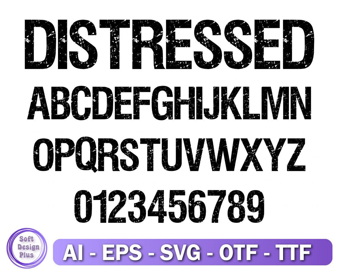 Distressed Font Svg Distressed Alphabet Grunge Font Png - Etsy
