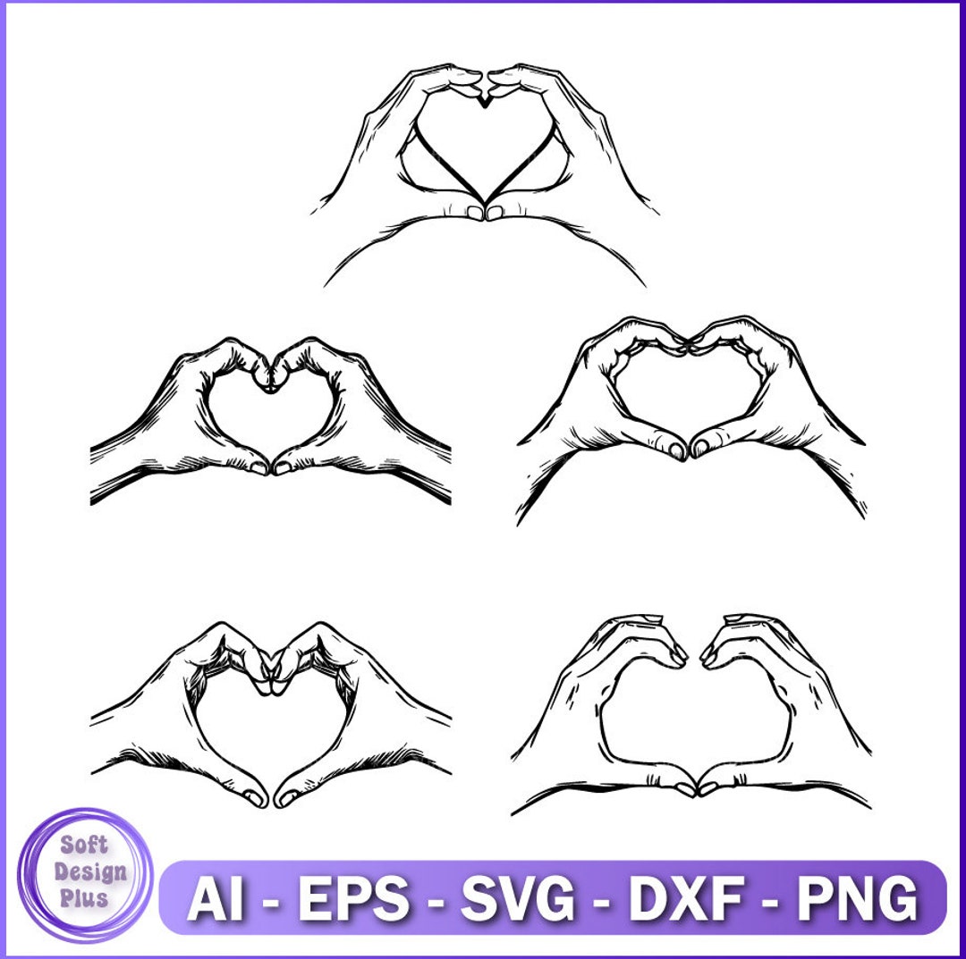 Heart Hands Svg Bundle, Love Hands Svg, Heart Sign Svg, Love Svg ...