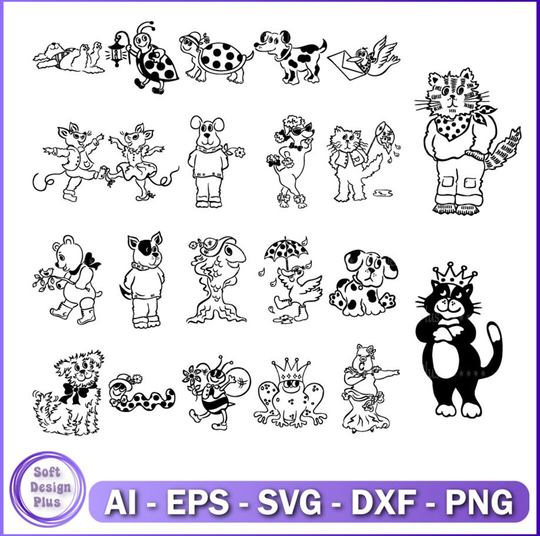 Animal Svg Bundle, Animal Doodle Svg Bundle, Animal Svg, Cute Animal ...