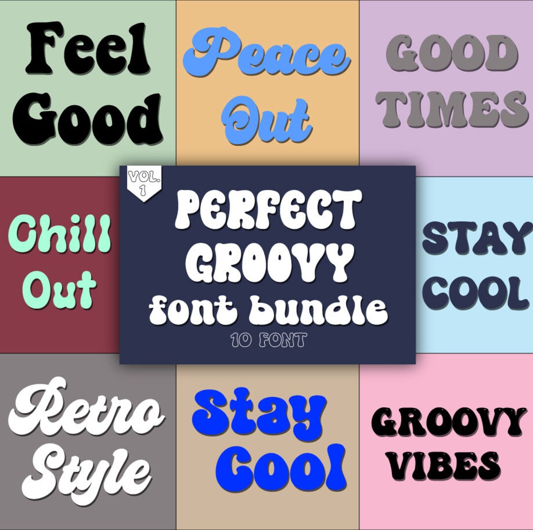 Groovy Font Bundle, Retro Alphabet Svg, Vintage Font, Groovy Alphabet ...