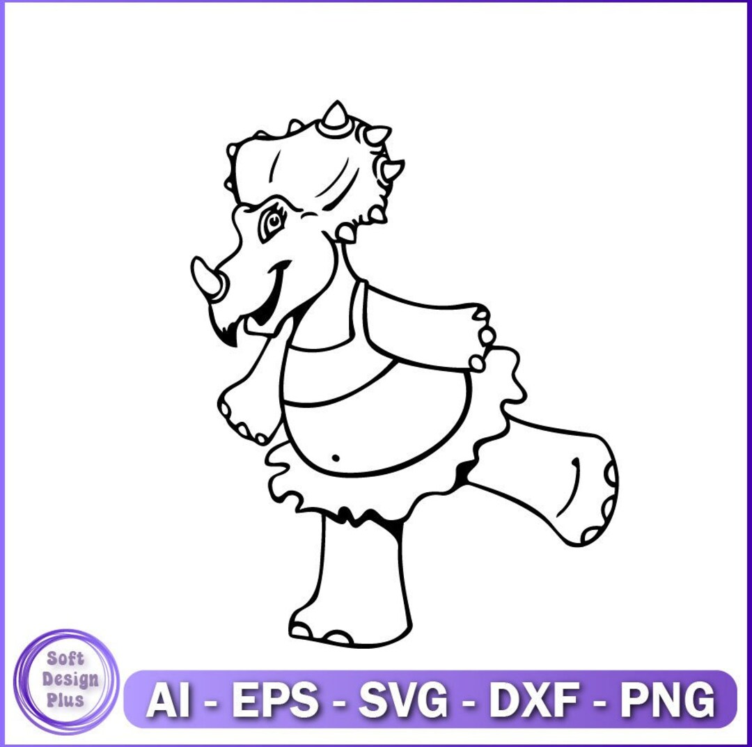 Ballerina Dinosaur SVG, Dancing Dinosaur, File for Cricut, Silhouette ...