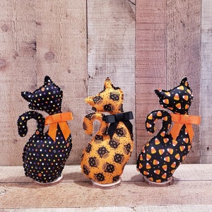 Halloween Fabric Cats Halloween Cat Decor Halloween - Etsy