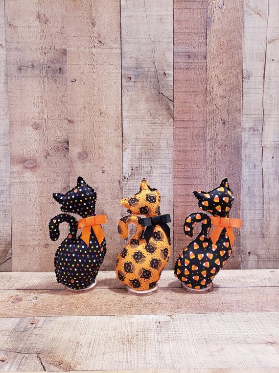 Halloween Fabric Cats Halloween Cat Decor Halloween - Etsy