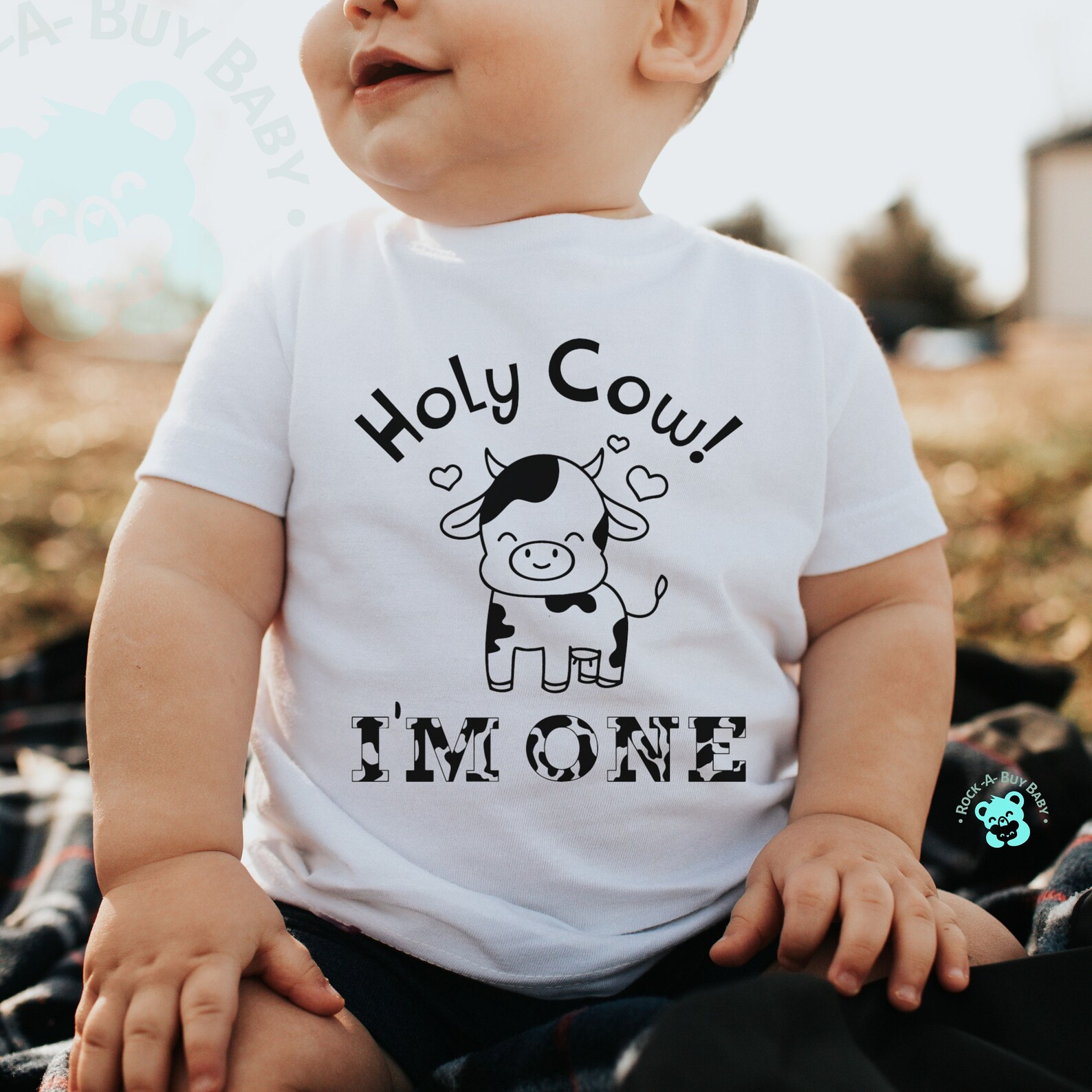 Holy Cow I'm One Shirt, 1-year-old Baby T-shirt, Farm Animal Cute Calf ...
