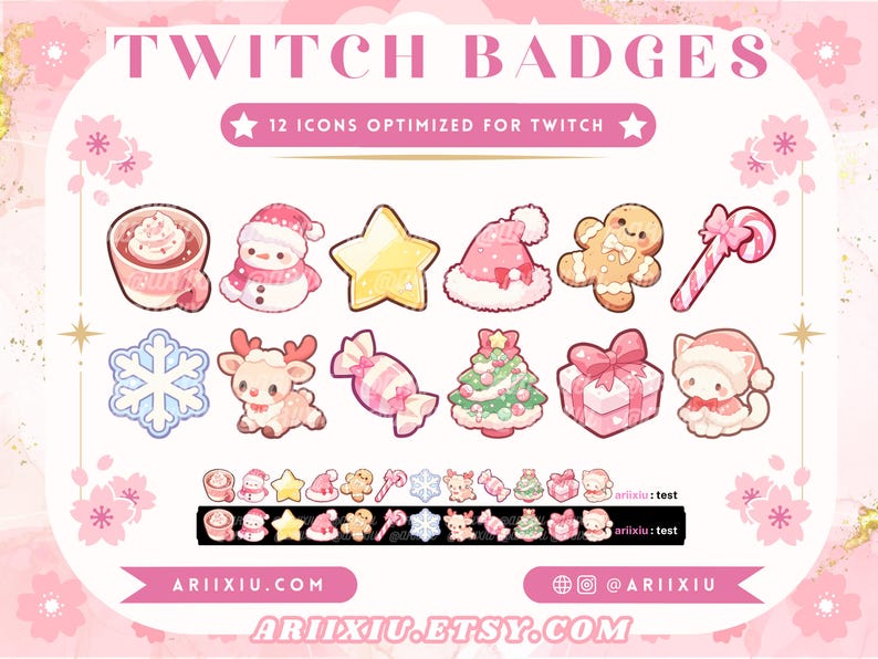 Sweet Pastel Holiday Twitch Badges | Winter Sub, Bits, Cheer & Channel ...
