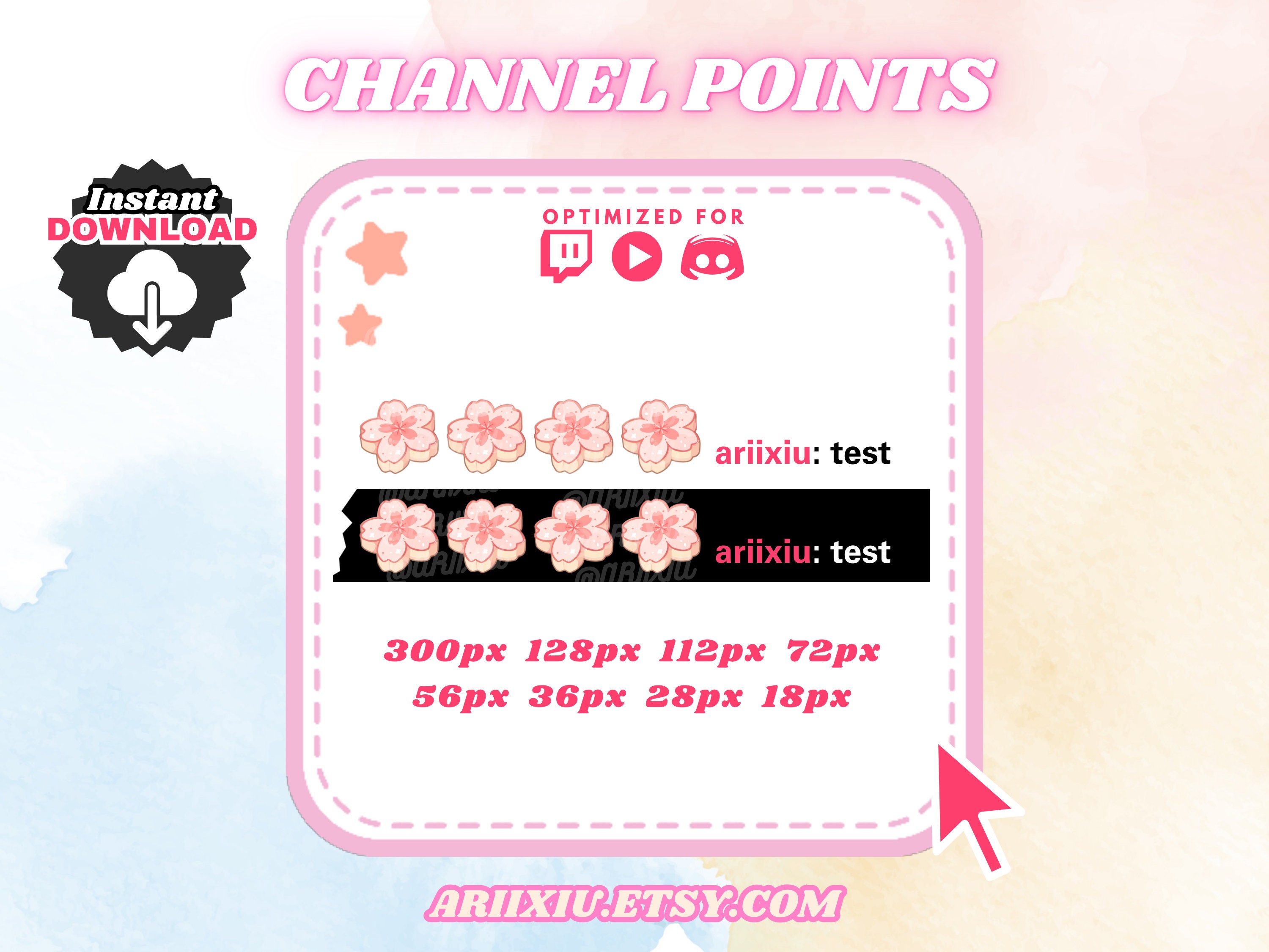 Sakura Cookie Channel Point Icon: Kawaii Twitch Emote (digital Download ...