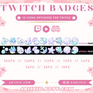 Aesthetic Ocean Seaside Dreamer Badge Set Purple | Beach Summer | Cute Twitch Sub / Bit Badges ...